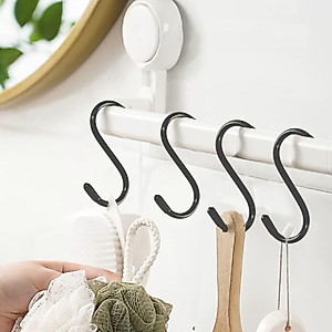 Cozihom 3 Inch Heavy Duty Vinyl Coated S Hooks, Rubber Coated S Hooks, Extra Thick Non Slip Metal S Hanger for Closet, Garden, Garage, Kitchen Hanging, Black, Pack of 12