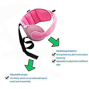 StoHua Toddler Car Seat Head Support Neck Pillow Strap - Kids and Baby Safety Neck Relief Head Support Band Sleep Strap with Adjustable Belt, Pink
