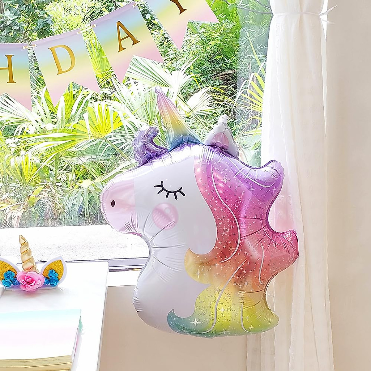 158pcs Unicorn Balloons Arch Garland Kit Pastel Pink Blue Yellow Balloons with Unicorn Rainbow Balloon Happy Birthday Baby Shower Party Wedding Decoration