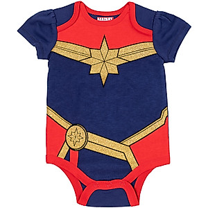 Marvel Avengers Spider-Man Captain America Captain Newborn Baby Girls Bodysuit and Headband Captain Marvel, Captain America, Spider-Girl 0-3 Months