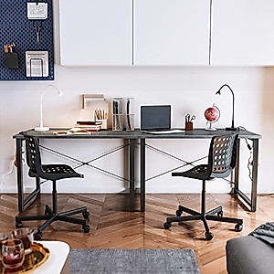 ODK Study Computer Desk 40 inch Home Office Writing Small Desk, Modern Simple Style PC Table with Storage Bag and Headphone Hook, Espresso Gray