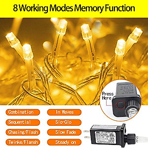 FUNIAO 320 LED Waterfall String Lights for Christmas Trees, Parties, Yard, Garden, and Home Decor (Warm White)