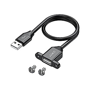 JUXINICE 2Pack USB2.0 Male to Female Extension Cable with Ears can be Fixed Various Chassis/Cabinets/Panels USB Extender W/Screw nut for USB Panel Mount (USB2.0, 1.5FT)
