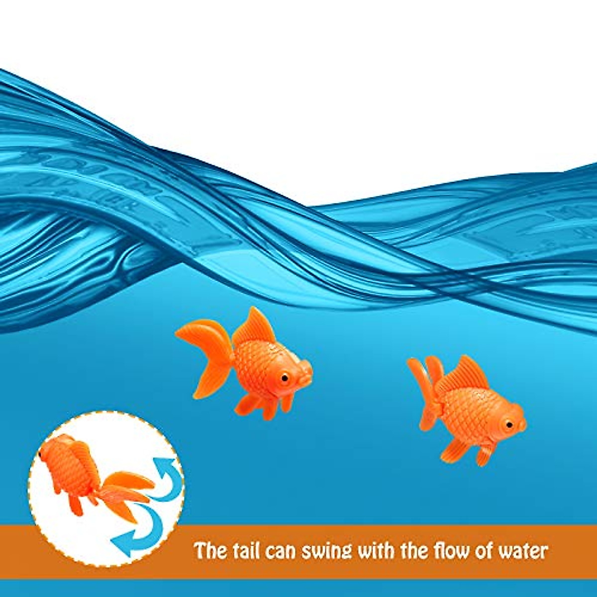 Sumind 15 Pieces Artificial Aquarium Fishes Plastic Fish Realistic Artificial Moving Floating Orange Goldfish Fake Fish Ornament Decorations for Aquarium Fish Tank