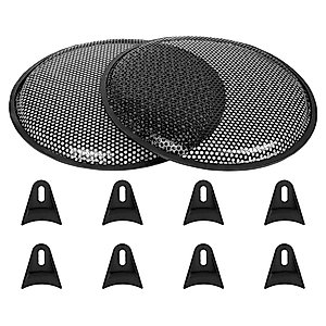 X AUTOHAUX 12 Inch Car Audio Speaker Sub Woofer Subwoofer Metal Black Waffle Grill Cover Protector with Rubber Edge and Clips 2 Pcs