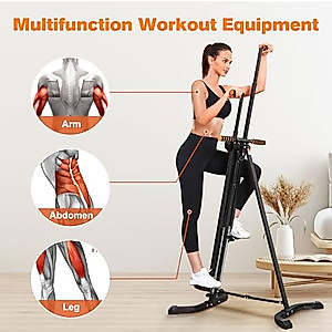 Vertical Climber Exercise Machine for Home Gym with 4 Metal Guide Rails Folding Exercise Climber Cardio Workout Machine 5-Level Heights Stair Stepper Newer Version,Easy to Assemble
