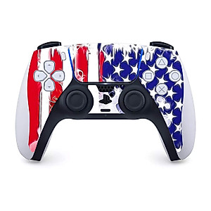 ITS A Skin Skins Compatible with Sony Playstation 5 Console Disc Edition - Protective Decal Overlay Stickers wrap Cover - U.S.A. Flag Skull Drip