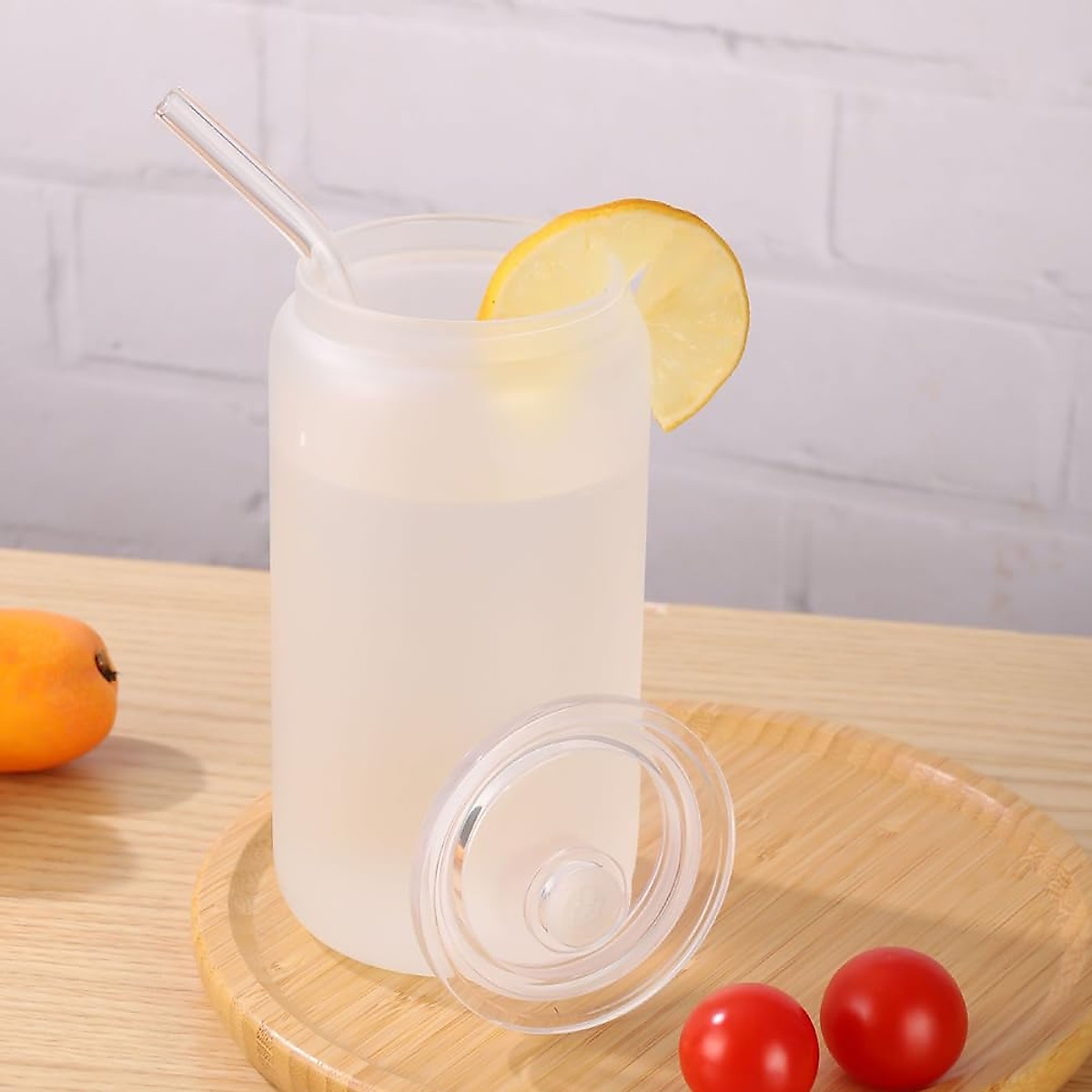 5 PACK Acrylic Lids Fit, Replacement Lids for 16 oz Glass Cups, Reusable Iced Coffee Cup Beer Can Drinking Glasses for Smoothie Whiskey Boba Soda Tea Gift(Clear)