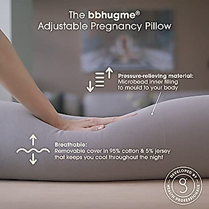 bbhugme Adjustable Pregnancy Pillow – Full Body Support for Side Sleeping - Adjustable Firmness and Shape - Supports Back, Legs, Belly, Hips for Pregnant Women - Removable Cover - Dusty Pink