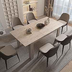 5-7.2FT Extendable Dining Room Table for 8-10, Modern Rectangular Expandable Transfomer Dining Room Table for Space-Saving Kitchen Small Space (Oak)