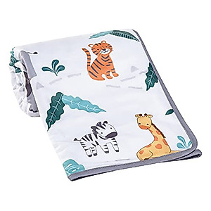 Bedtime Originals Mighty Jungle Animals White Fleece Baby Blanket (283034P)