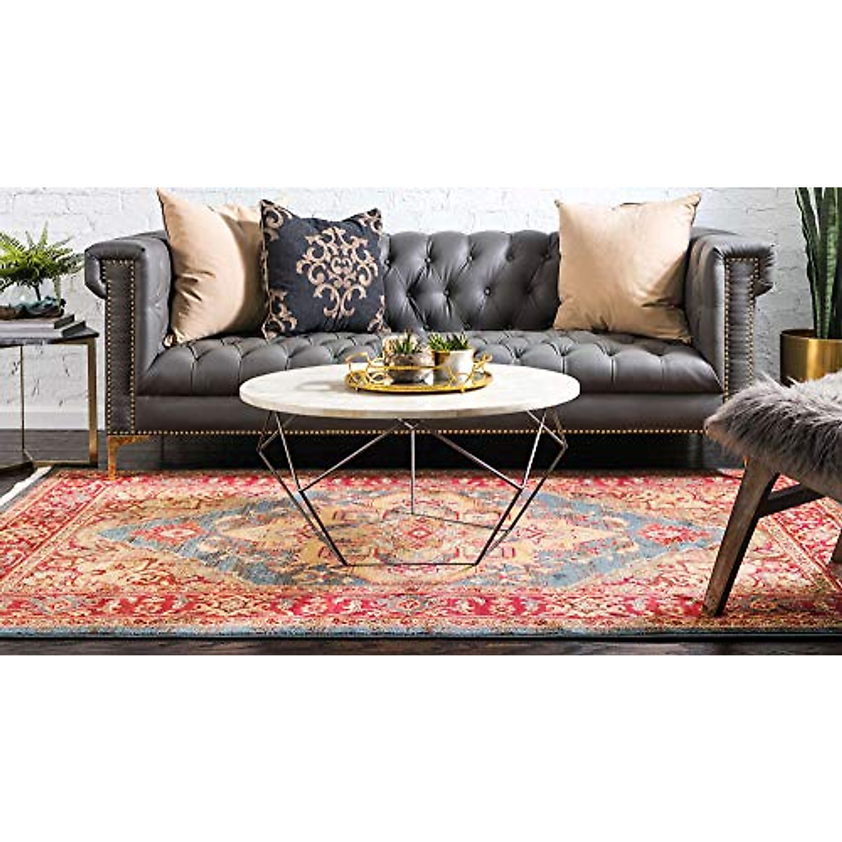 Unique Loom Sahand Collection Area Rug - Arsaces (3' 3" x 5' 3" Rectangle, Navy Blue/ Gray)