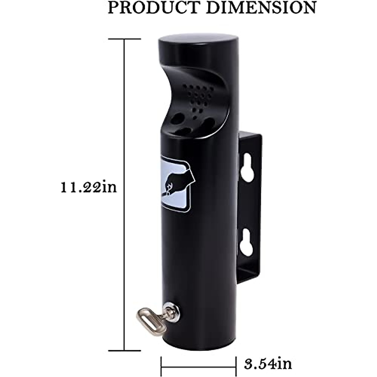 Wall Mounted Outdoor Stainless Steel Cigarette Butt Receptacle (Black, 1pcs)