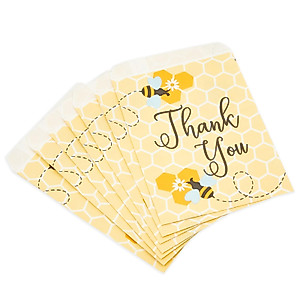 Sparkle and Bash Bumble Bee Party Favor Treat Bags for Baby Shower, Thank You (5x7 In, 100 Pack)