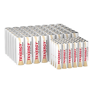 Tenergy Combo 48xAA 24xAAA 1.5V Alkaline Batteries, High Performance AA/AAA Non-Rechargeable Battery for Clocks, Remotes, Toys & Electronic Devices, Household Batteries
