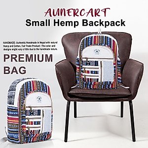 Small cotton stripe hemp backpack, Hemp backpack, traveling backpack, nepali backpack, himalayan backpack, small 13" bag (BG-001-SM)