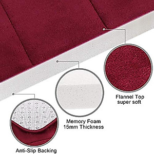 AOACreations Memory Foam Bath Rug, Long Runner Bathroom Mat Set of 2, Soft, Plush, Absorbent, Low Pile, 1 Runner 47" x 15.5", 1 Small 24" x 15.5" (2PC Runner Set, Burgundy)