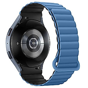 HITZEE Bands Compatible with Samsung Galaxy Watch 4 Band 40mm 44mm/Watch 4 Classic Band/Galaxy Watch 5 Band/Watch 5 pro Band, 20mm Silicone Magnetic Loop Sport Strap for Women Men, Blue Black