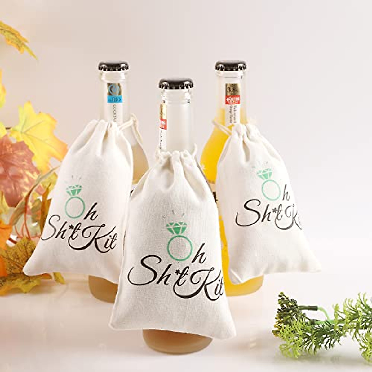 Hopttreely 20Pcs Hangover Kit Bags, Bachelorette Party Favors with Drawstring, 4X6 Bachelorette Bridal Shower Pouches for Wedding Party Supplies Decoration Green