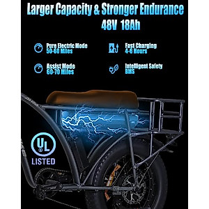 IBIKE Electric Bike for Adults, 2000W Dual Motor Ebike 20" x4.0 Fat Tires Electric Bicycle 48V 18Ah Removable Battery 7-Speed Mountain Ebike City Commuter Road Snow Cargo E-Bike