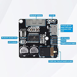 QCCAN 4Pcs Bluetooth Audio Receiver Board VHM-314 Bluetooth 5.0 MP3 Lossless Decoder Board Wireless Stereo Music Module 3.7-5V