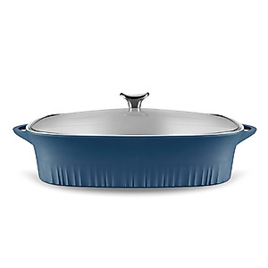 CorningWare, Non-Stick 5.7 Quart QuickHeat Roaster with Lid, Lightweight Roaster, Ceramic Non-Stick Interior Coating for Even Heat Cooking, French Navy
