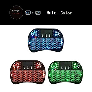 BIFANS 2.4G Mini Wireless Keyboard with Touchpad Mouse, Upgraded Multi Backlit, Portable Wireless Keyboard with USB Receiver Remote Control for Android Smart TV Box Pad Windows Mac