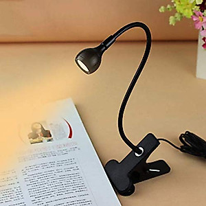 Liyafy Clamp Desk Lamp Clip on Reading Light 3000-6500K Adjustable Color Temperature 4 Illumination Modes(Black)
