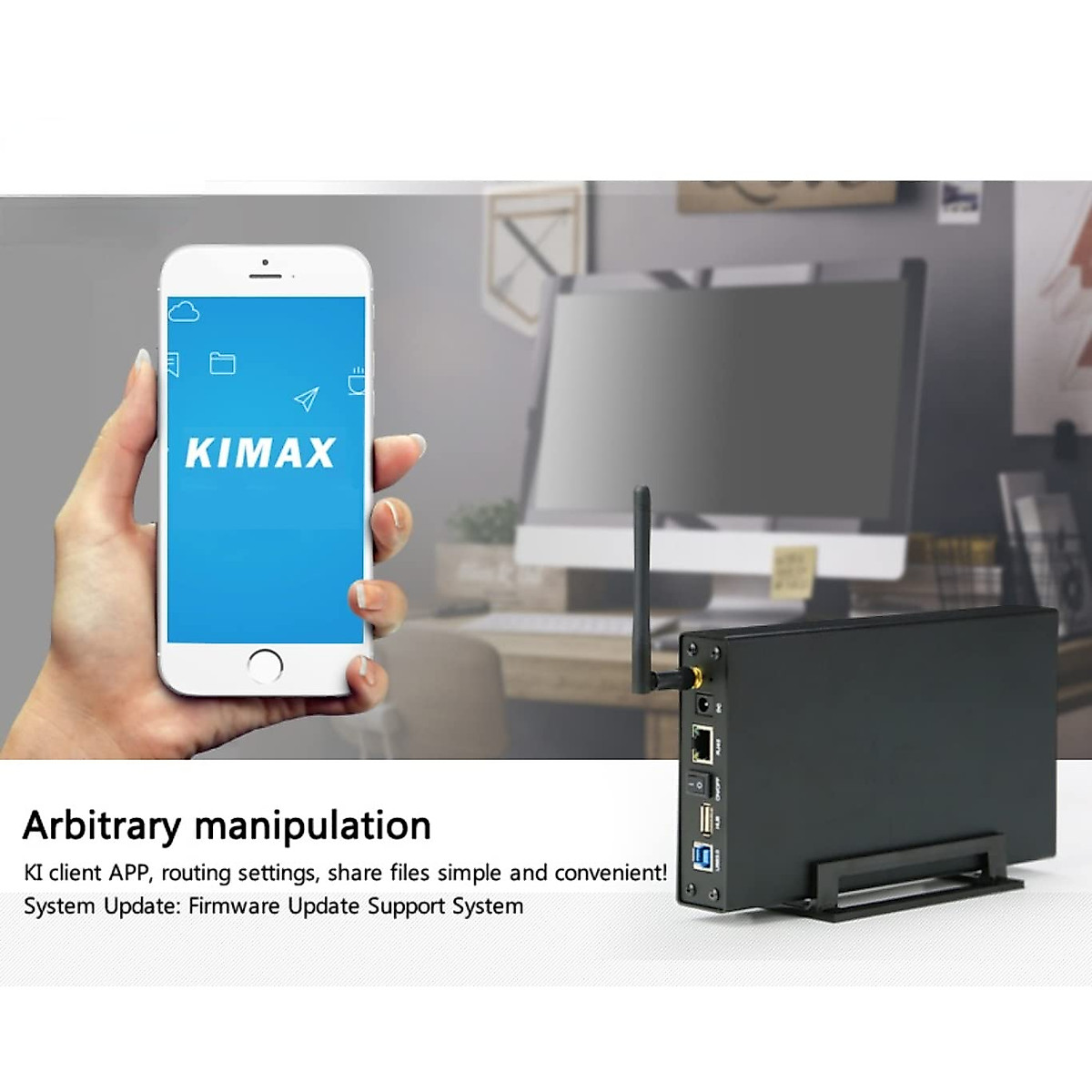 JMT U35WF 6TB 3.5 inch Mobile Multi-Function Hard Disk Box WiFi Wireless NAS Private Cloud Storage Office Home (Hard Drives not Included)