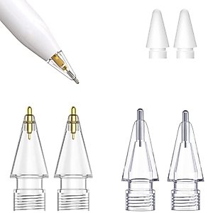 Compatible with Upgraded [Pen Like ] Pencil Tips fits for Apple 2nd 1st Gen iPad Pro Pencil, Replacement iPencil Nibs for iPad Pro Pencil,No Wear Out Fine Point Precise Control Resistance White&Clear
