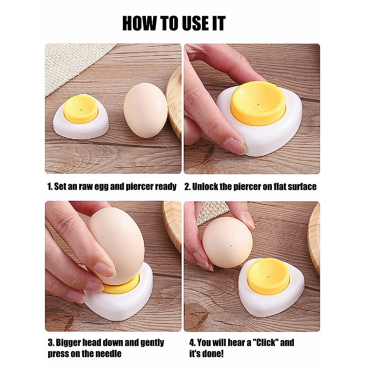 Jawbush Magnetic Egg Piercer for Raw Eggs, Egg Hole Poker Puncher with Magnetic Base & Safety Lock to Get Good Hard Boiled Eggs, Easy Egg Peeler Shell Remover with Retractable Pin