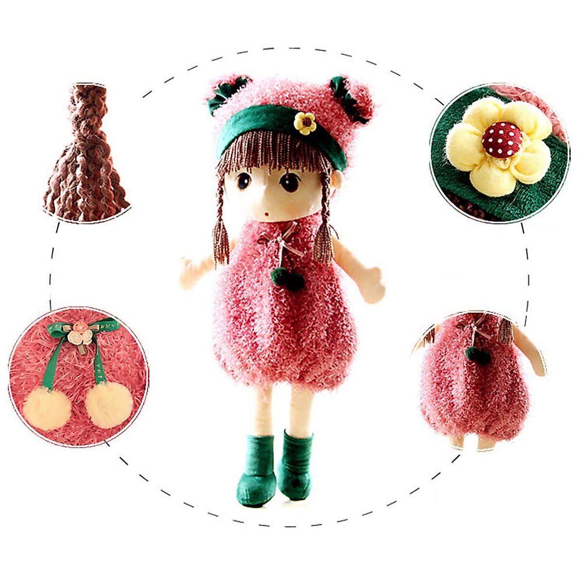 Plush Baby Doll Girl with Clothes, 17.7 Sweetheart Rag Doll Cozy Cuddle Soft Baby Doll for Kids Babies,Plush Stuffed Toy with Hat Skirt Plush Toy Baby Girls Sleeping Partner Doll Xmas Birthday Gift
