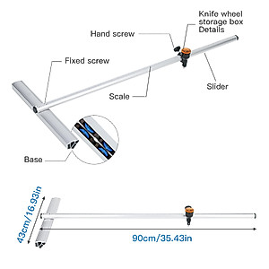 awagas Glass Tile Cutter, 90cm (35.43 in) Large T-Shaped Glass Cutting Tool, Glass Cutting Tools with Accurate Scales, Straight Cutter for Glass Ceramic Tile Vitrified Brick of 3-12mm with Auto Oiling