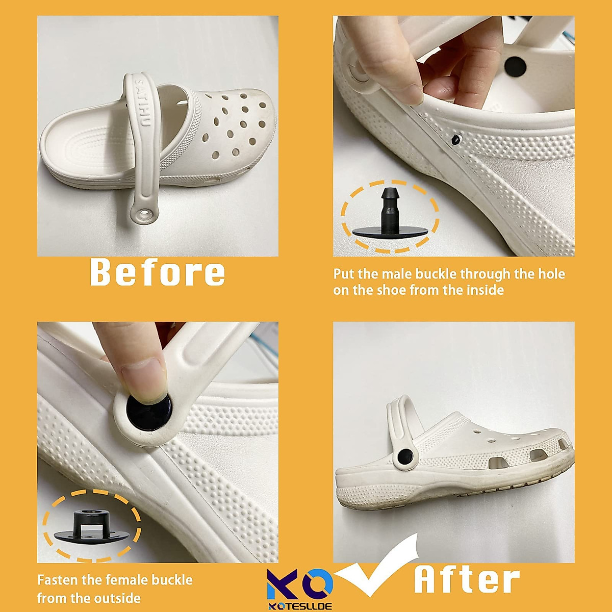 KOTESLLOE 8 Sets Replacement Rivets for Crocs, Replacement Parts for Crocs, Accessories Help You Repair Instead Replace a New Pair of Crocs, Rivets for Crocs Strap Replacement, Black