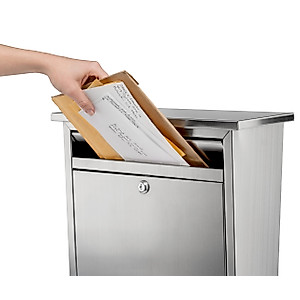 Architectural Mailboxes Maya Stainless Steel, Locking, Wall Mount Mailbox, 2417PS-10, Stainless Steel, Medium Capacity