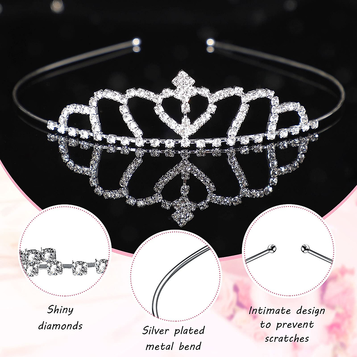 Chuangdi 16 Pcs Bulk Girls Tiara Crown Silver Princess Rhinestone Headband Crystal Wedding Tiara for Kid Women Birthday Party(Lovely Style)