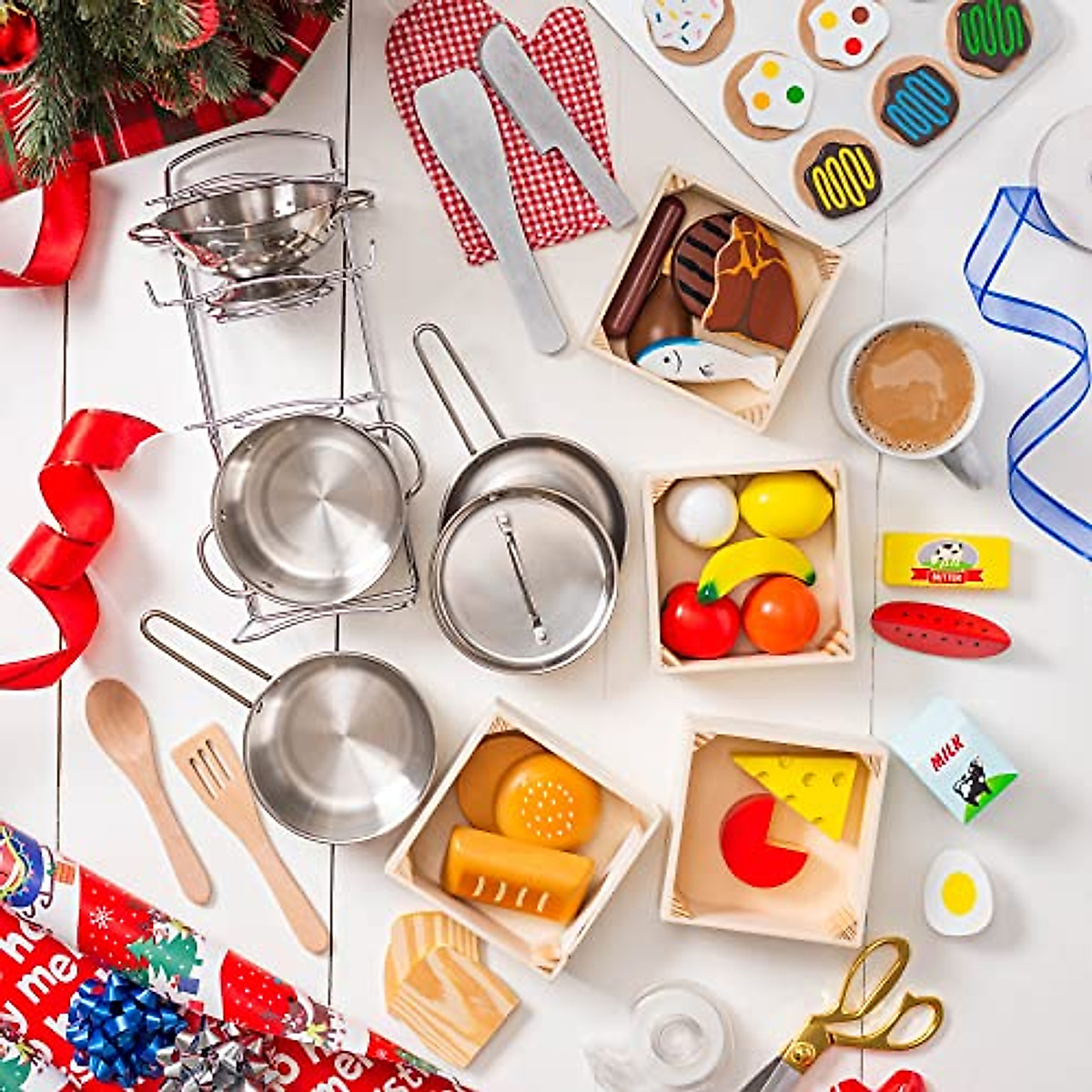 Melissa & Doug Food Groups - 21 Wooden Pieces and 4 Crates, Multi - Play Food Sets For Kids Kitchen, Pretend Food, Toy Food For Toddlers And Kids Ages 3+