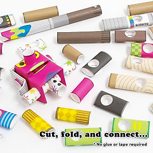 PIPEROID Andy & Pino Art Prodigy & Wooden Doll - Japanese 3D Paper Puzzle DIY Robot kit for Kids and Origami Kit for Adults