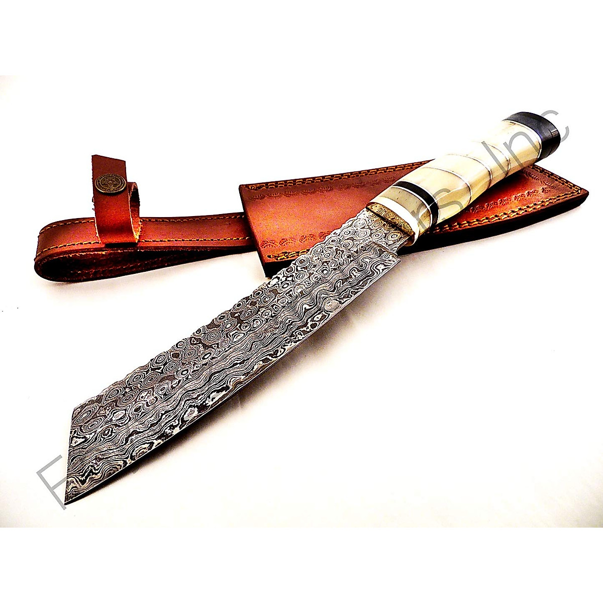FAYYAZ BROTHERS Custom Hand Made Damascus Steel Hunting Knives/Tanto Knife FBK-15664 (Natural Bone)