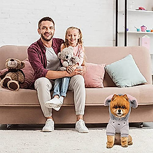 ROZKITCH Plush Dog Hoodie for Small Medium Dog Boy Girl, Carton Rabbit Bunny Style Soft Pet Costume Sweater Coat for Spring/Autumn/Winter Cold Weather Puppy Halloween Christmas Outfit with Leash Hole