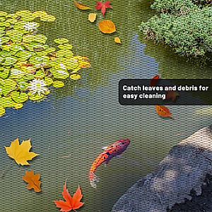 Rainleaf Pond Netting, 14' x 20' Pond Net Cover, Koi Pond Netting for Leaves, Heavy Duty Koi Pond Net Protecting Koi Fish from Herons, Stakes Included