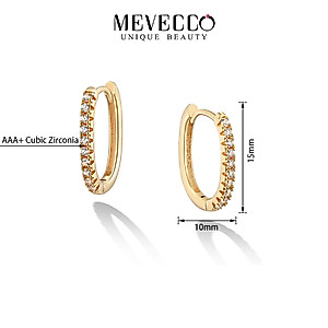 MEVECCO Gold Oval Hoop Earrings for Women 18K Gold Plated Hoop Earrings Cute CZ Oval Handmade Hoop Earrings for Her Minimalist Everyday Jewelry