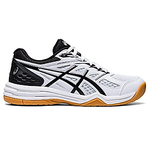 ASICS Kid's Upcourt 4 Grade School Volleyball Shoes, 2, White/Black