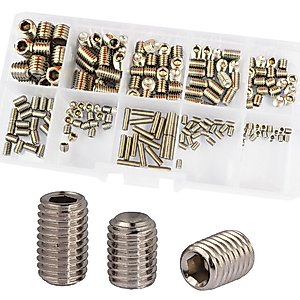 200PCS 304 Stainless Steel Cup Point Grub Set Screws Assortment Kit,M3M4M5M6M8 self Tapping Screws for Metal, Metric Bolt Assortment Hardware Sizes - Ideal for Home Repairs & Fixtures
