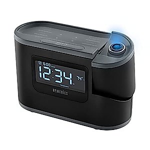 Homedics SoundSleep Recharged Alarm Clock & White Noise Sound Machine, 6-in-1 Projection Alarm Clock and Sleep Sound Machine, 8 Nature Sounds and Indoor Temperature Sensor, Auto-Off Timer
