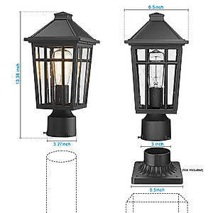 Darkaway Outdoor Post Lights Lamp Post Light Fixture, Waterproof Aluminum Housing with Glass, Fence Post Deck Lighting for Garden, Patio, Pathway (1 Pack, Black)