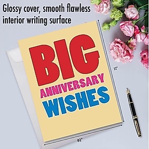 NobleWorks, Big Anniversary Wishes - Happy Anniversary Card with Envelope (8.5 x 11 Inch) - Jumbo Appreciation Notecard for Spouse, Parents J2722ANG