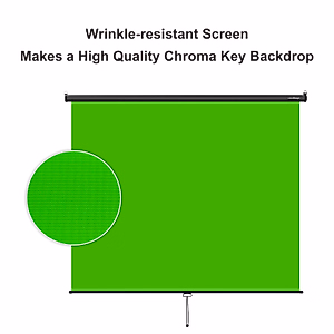 excelimage Pull-Down Green Screen Backdrop, 79”x75” Auto-Locking Chroma Key Panel with Wrinkle-Resistant Green Fabric for YouTube Videos, Music Videos, Photography, TIK Tok, or Gaming (Black)
