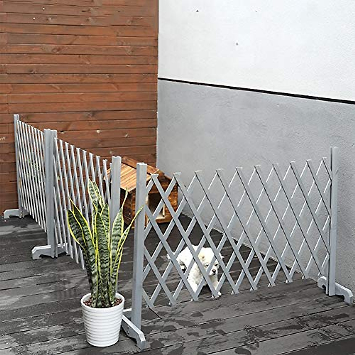 LIXIONG Garden Fence Screen Patio Expanding Fence Solid Wood Plant Palisades Privacy Screen Restaurants Isolation Animal Barrier，5 Size (Color : Gray, Size : 280x160cm)