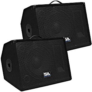 Seismic Audio - Pair of 12" Floor Monitors Studio, Stage, or Floor use - PA/DJ Speakers - Bar, Band, Karaoke, Church, Drummer use